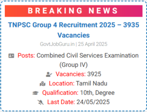 TNPSC Group 4 Recruitment 2025 - 3935 Vacancies