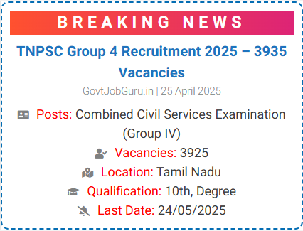 TNPSC Group 4 Recruitment 2025 - 3935 Vacancies