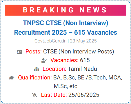 TNPSC CTSE (Non Interview) Recruitment 2025 - 1033 Vacancies (Vacancy Increased)