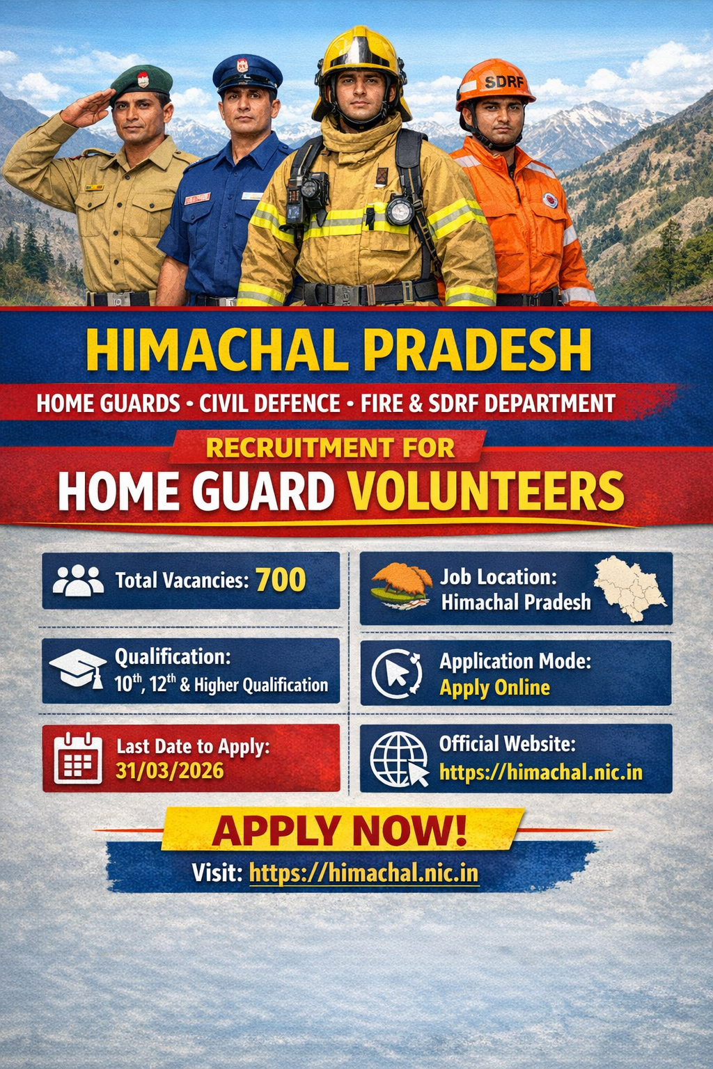 HP Home Guard Bharti 2026 - Apply Online for 700 Vacancies