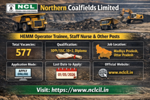 NCL Trainee Recruitment 2026 - 577 HEMM Operator, Paramedical Staff ...
