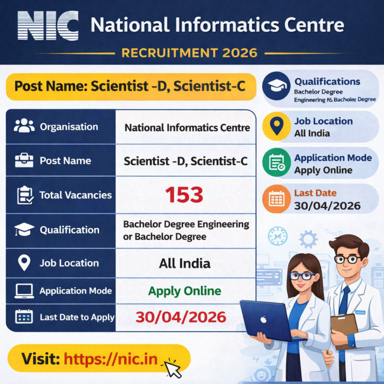 NIC Scientist Recruitment 2026 - Apply Online for 153 Scientist -D ...