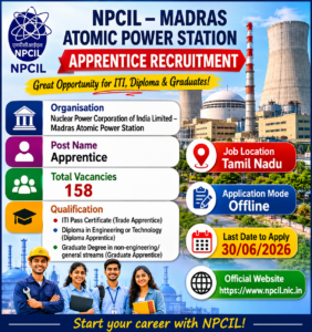 NPCIL MAPS Apprentice Recruitment 2026 – Apply for 158 Posts