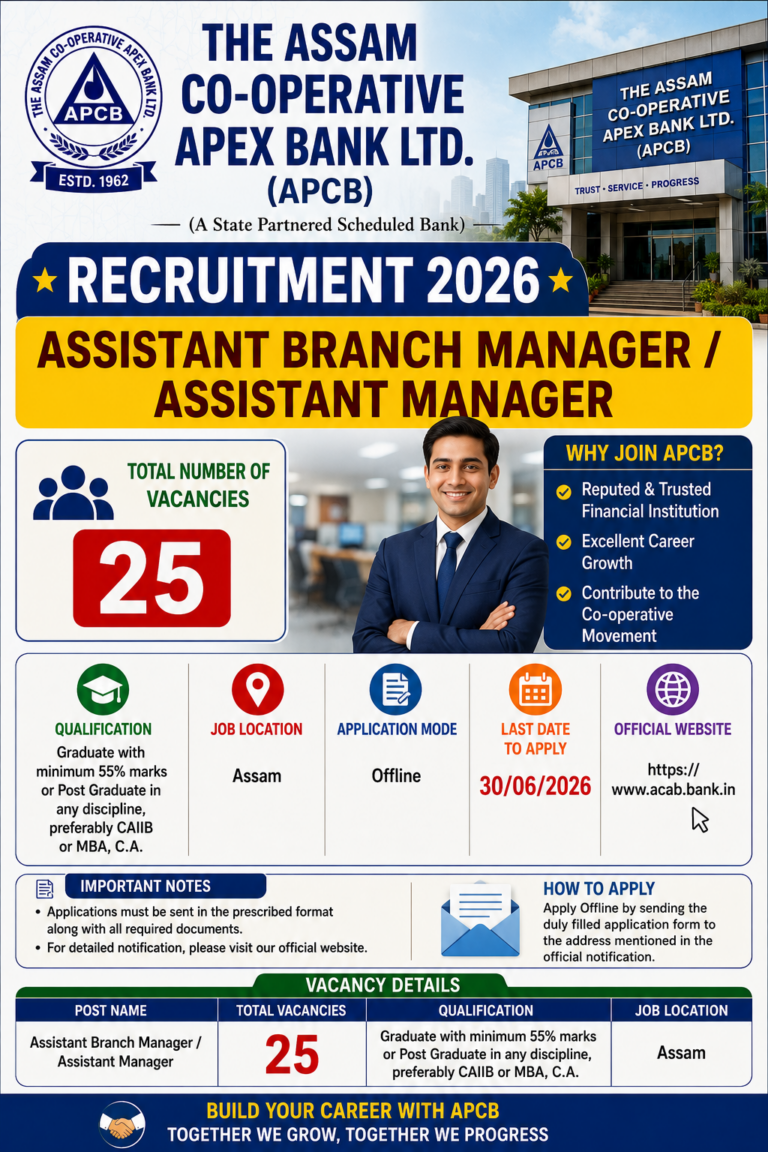 Assam Apex Bank Assistant Branch Manager Recruitment 2026 – Apply for ...