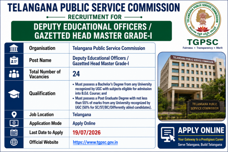 TGPSC Deputy Educational Officer Recruitment 2026 - Apply Online for 24 ...